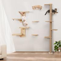 China Dog Training Wall Shelves 2 Platform Cat Furniture Tree Shape Floating Shelf with Sisal Mat for sale