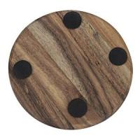China Sustainable 4-Piece Acacia Wood Coasters Set Customized for Tea Cups Water Absorbent for sale