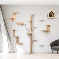 China Dog Training Wall Shelves 2 Platform Cat Furniture Tree Shape Floating Shelf with Sisal Mat for sale