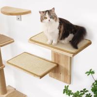 China Dog Training Wall Shelves 2 Platform Cat Furniture Tree Shape Floating Shelf with Sisal Mat for sale