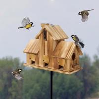 China Wooden Outdoor 3 Hole Bird House Handmade from TIMBER for Garden Habitat for sale