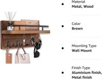 China Walls Wooden Keychain Storage Shelf with 4 Double Hooks Rustic Farmhouse Entryway Decor for sale