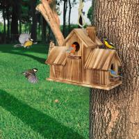 China Wooden Outdoor 3 Hole Bird House Handmade from TIMBER for Garden Habitat for sale