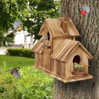 China Wooden Outdoor 3 Hole Bird House Handmade from TIMBER for Garden Habitat for sale