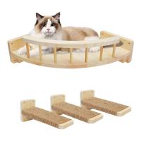 China Stain Color Wall-Mounted Cat Shelves and Perches Sustainable Wood Design Wall-Mounted for sale
