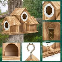 China Logo Customized Logo Acceptable Wooden Natural Birdhouse for Garden Backyard Courtyard for sale