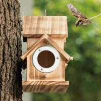 China Logo Customized Logo Acceptable Wooden Natural Birdhouse for Garden Backyard Courtyard for sale
