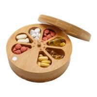 China 202405 Wood Daily Weekly Travel Pill Organizer and Pill Holder Vitamin Medicine Case Box for sale