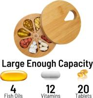 China 202405 Wood Daily Weekly Travel Pill Organizer and Pill Holder Vitamin Medicine Case Box for sale