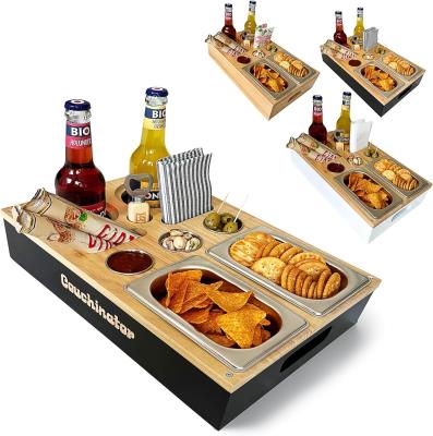 China 2 Snack Bowls 3 Dip Bowls 2 Coasters Bottle Opener Organiser Bottle Holder Sofa Butler Serving Tray Sofa Tray for sale