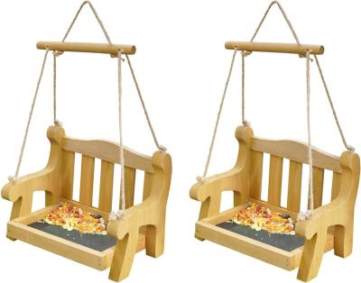 China Environmental Swing Chair Bird Feeders for Outside Hanging Set of 2 Wood Bench Shaped for sale