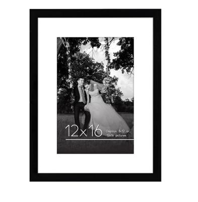 China Wooden Custom Logo Size 12X16 8X12 Picture Frame With Mat and Shatter Resistant Glass for sale