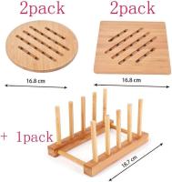 China CLASSIC Design Style Bamboo Hot Pads Trivet Natural Bamboo Trivet Mat Set for Hot Dishes for sale