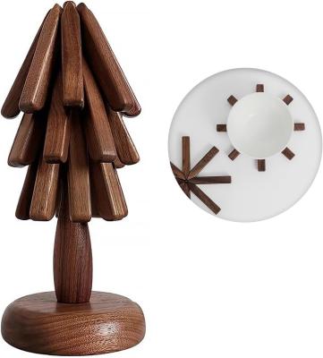 China Tree Shape Trivet Set for Hot Dishes Black Walnut Coaster and Holder from Printing for sale