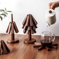 China Tree Shape Trivet Set for Hot Dishes Black Walnut Coaster and Holder from Printing for sale