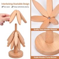 China Silk-screen Printed Beech Wood Coaster and Holder for Hot Dishes Tree Shape Trivet Set for sale