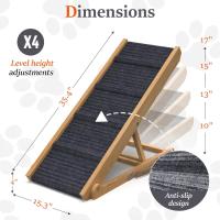 China Adjustable Wooden Dog Ramp for Couch Pine Wood Printing laser engrave Removable Cover for sale