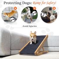 China Adjustable Wooden Dog Ramp for Couch Pine Wood Printing laser engrave Removable Cover for sale