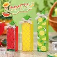 China Summer Wood Table Block Sign Lemon Tiered Tray Decor Wooden Home Decor Laser Engrave for sale