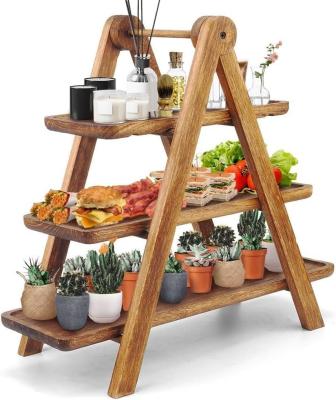 China Accepeted Custom Wood 3 Tier Serving Tray Three Tiered Cupcake Stand for Gifts Stores for sale