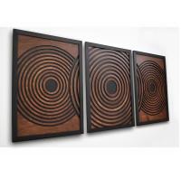 China Supermarket Must-Have Set of 3 Large Textured Framed Geometric Wooden Wall Art Panels for sale
