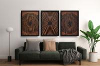 China Supermarket Must-Have Set of 3 Large Textured Framed Geometric Wooden Wall Art Panels for sale