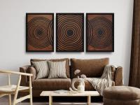 China Supermarket Must-Have Set of 3 Large Textured Framed Geometric Wooden Wall Art Panels for sale