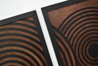 China Supermarket Must-Have Set of 3 Large Textured Framed Geometric Wooden Wall Art Panels for sale