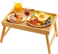 China Breakfast Serving Bamboo Bed Tray Table Modern Design 16.92 x 12.6 Inch with Folding Legs for sale