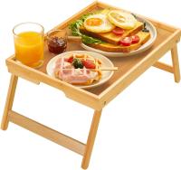 China Breakfast Serving Bamboo Bed Tray Table Modern Design 16.92 x 12.6 Inch with Folding Legs for sale
