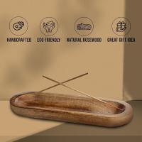 China Gift Craft Wooden Brown Incense Burner Stick Holder Tray for Fragrance Room Decor for sale