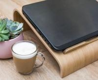 China Functional Wooden Laptop Stand Space Saving Cooling Ventilation Computer Desk Raiser for sale