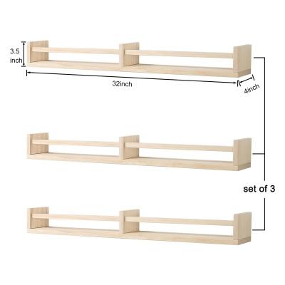 China Wall Hanging Shelf Set of 3 Wood Floating Bookshelves for Kids' Room Decor and Storage for sale