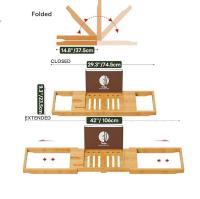 China Expandable Wooden Bathtub Tray Caddy with Book and Phone Holder Custom Logo Acceptable for sale