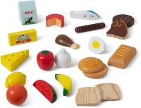 China Wooden Children Pretend Role-Playing Food Sets 21 Pieces and 4 Crates Pine Wood Color for sale