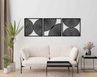 China Set of 3 Boho Home Gift Large Wood Wall Art with Midcentury Modern Style and Custom Logo for sale