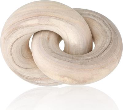 China Hand Carved Wood Chain Link Decor Rustic Natural Style for Living Room Decoration for sale