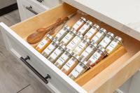 China Plain Wooden Box Kitchen Canister Sauce Cooking Olive Oil Vinegar Bottle 18 Jar Bamboo Compact Spice Organizer for sale