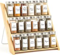 China Plain Wooden Box Kitchen Canister Sauce Cooking Olive Oil Vinegar Bottle 18 Jar Bamboo Compact Spice Organizer for sale