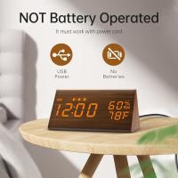 China Environmental Brown 3 Alarm Settings Multifunctional Wooden Electronic Led Time Display Alarm Clock for sale