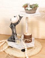 China 2-Tier Hexagonal Wooden Display Riser White Farmhouse Tray for Kitchen and Bathroom for sale