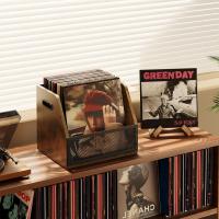 China Retro Brown Vinyl Record Storage Box for Sturdy LP Record Crate and Functional Design for sale