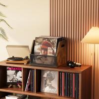 China Retro Brown Vinyl Record Storage Box for Sturdy LP Record Crate and Functional Design for sale