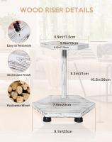China 2-Tier Hexagonal Wooden Display Riser White Farmhouse Tray for Kitchen and Bathroom for sale