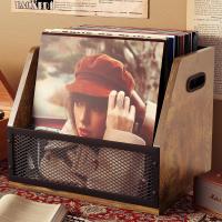 China Retro Brown Vinyl Record Storage Box for Sturdy LP Record Crate and Functional Design for sale