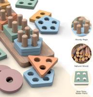 China Custom Order Wooden Shape And Color Stacker Sorting And Stacking Toys For Baby Boys And Girls for sale