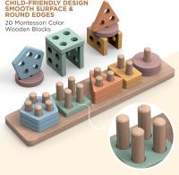 China Custom Order Wooden Shape And Color Stacker Sorting And Stacking Toys For Baby Boys And Girls for sale