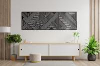 China Decorative Wooden Geometric Lines Panel Set of 3 Wall Art for Living Room and Nursery for sale