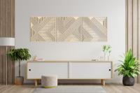 China Decorative Wooden Geometric Lines Panel Set of 3 Wall Art for Living Room and Nursery for sale