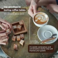 China Handmade 4 Inch Wooden Tic Tac Toe Coffee Table for Desk and Living Room Decoration for sale